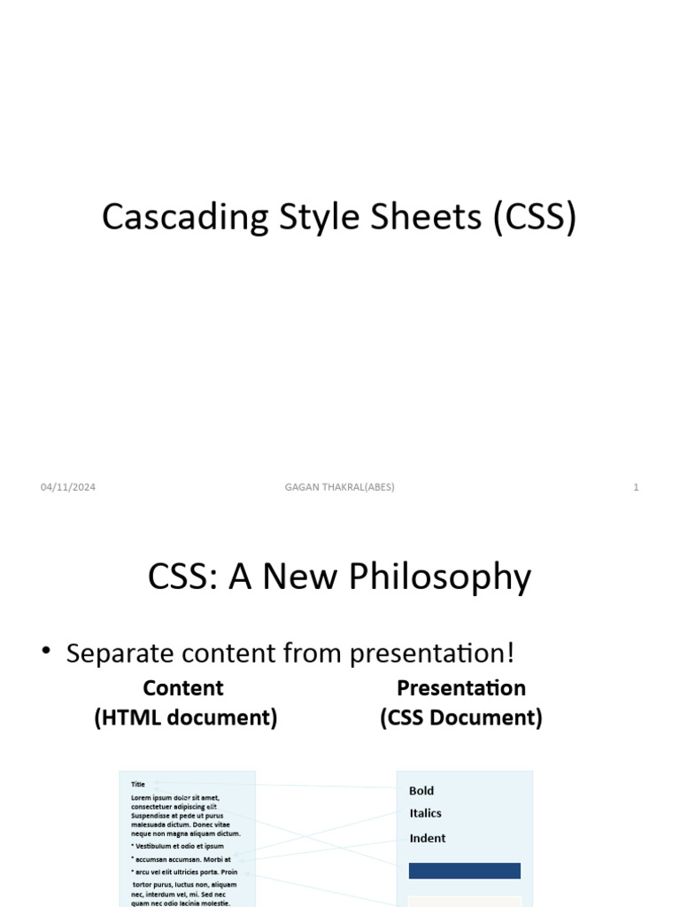 Cascading Style Sheets (CSS) | PDF | Html | Software Development