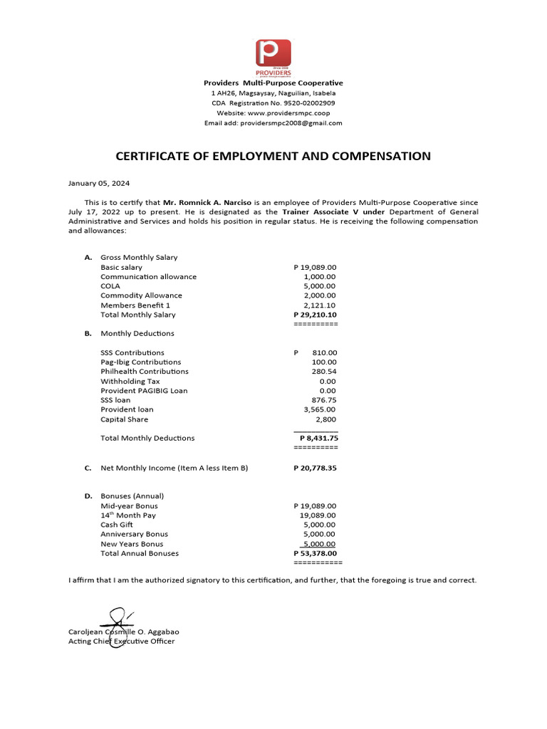 COE Romnick | PDF | Salary | Business