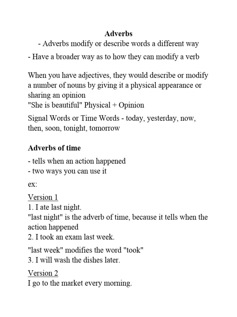 Understanding Adverbs: Types and Usage | PDF