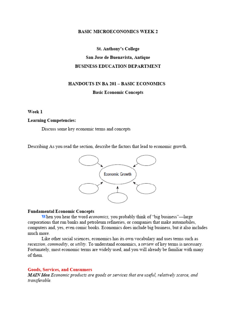 Basic Microeconomics Concepts Guide | PDF | Goods | Market (Economics)