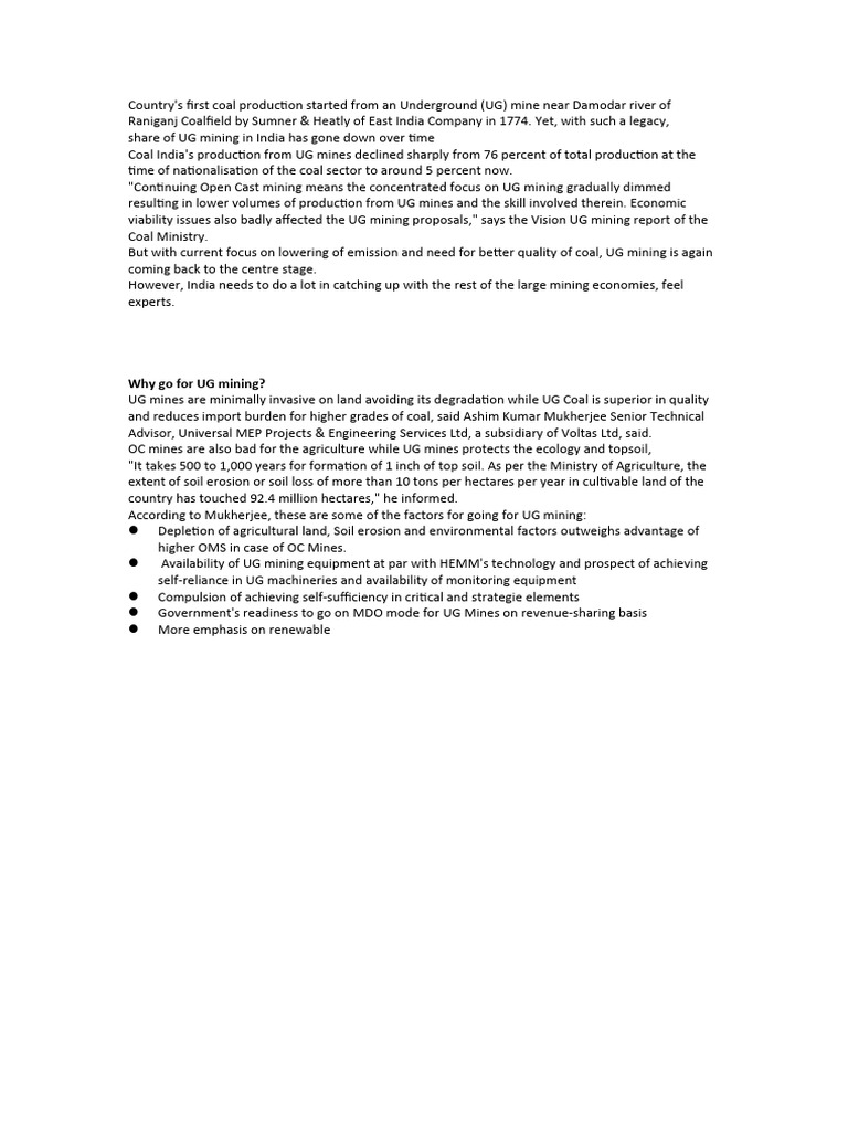 UG Mining Brochure | PDF | Mining | Coal Mining