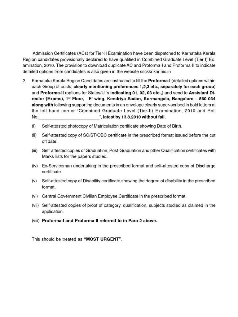 Combined Graduate Level Proforma Final | PDF | Government Of India
