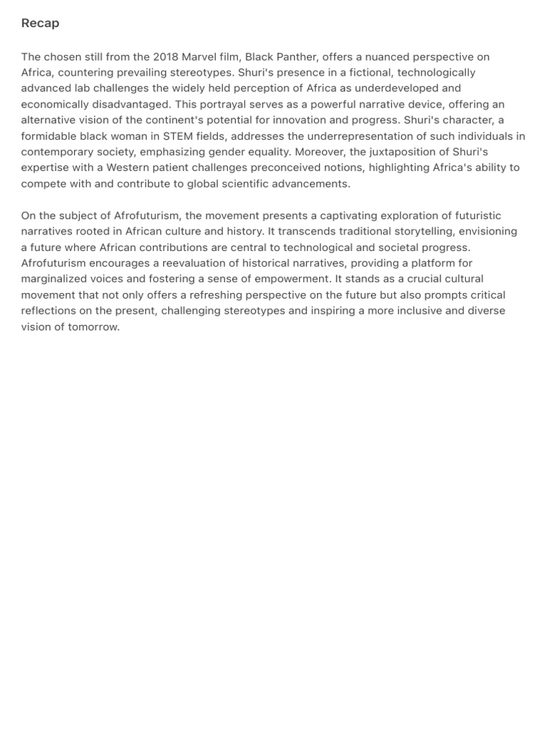 Black Panther: Afrofuturism & Innovation | PDF