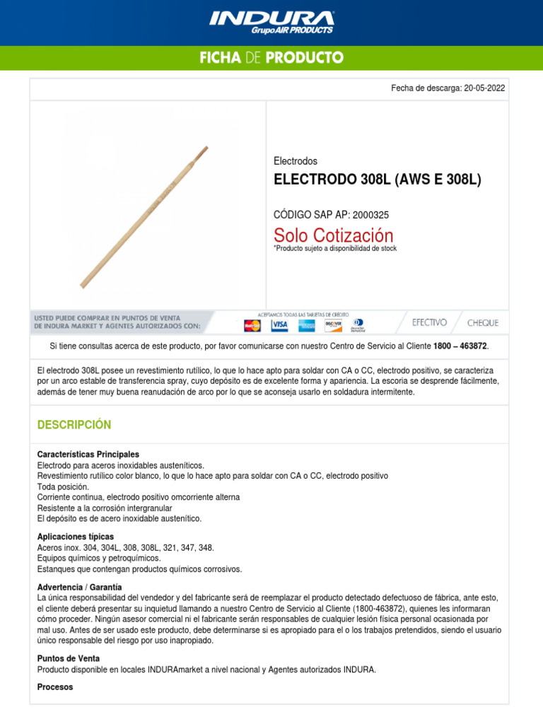 Electrodo 308L para Soldadura Inoxidable | PDF | Soldadura | Construcción