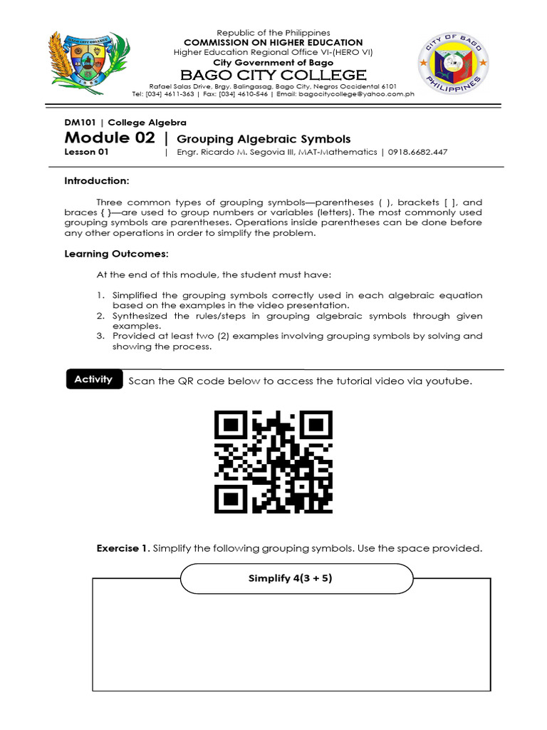 College Algebra Module 2 3 | PDF | Division (Mathematics) | Polynomial