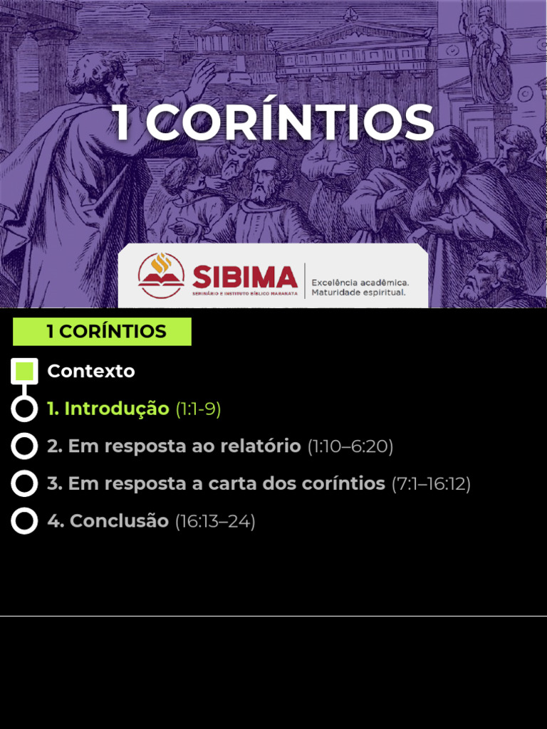 Aula 02 SIBIMA - 1 Coríntios | PDF | Primeira Epístola aos Coríntios | Jesus