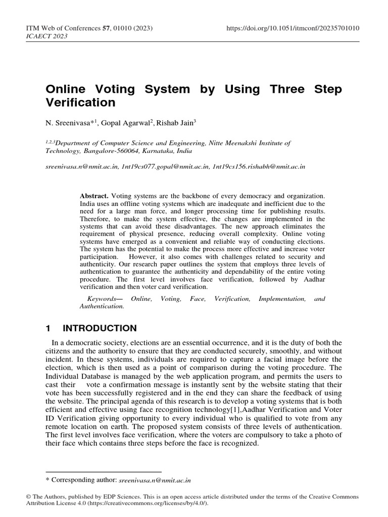 Secure Online Voting with 3-Step Verification | PDF | Electronic Voting | Authentication