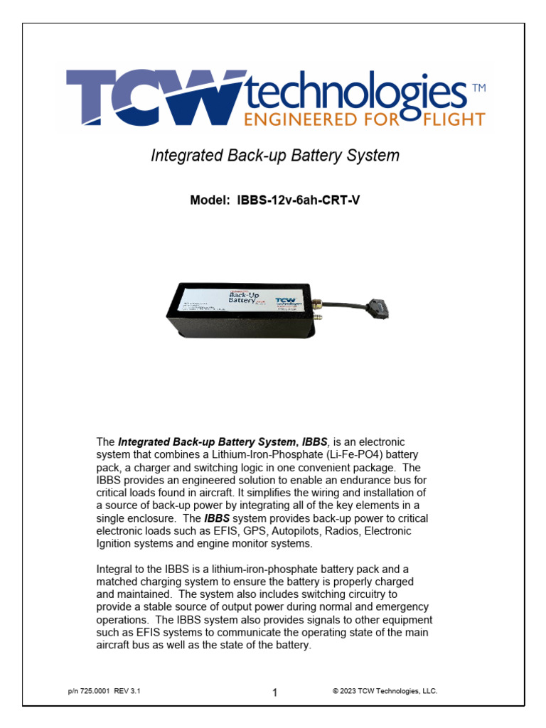 725.0001 Install Instr 3.1 IBBS12v-6ah-CRT-V | PDF | Battery Charger | Rechargeable Battery