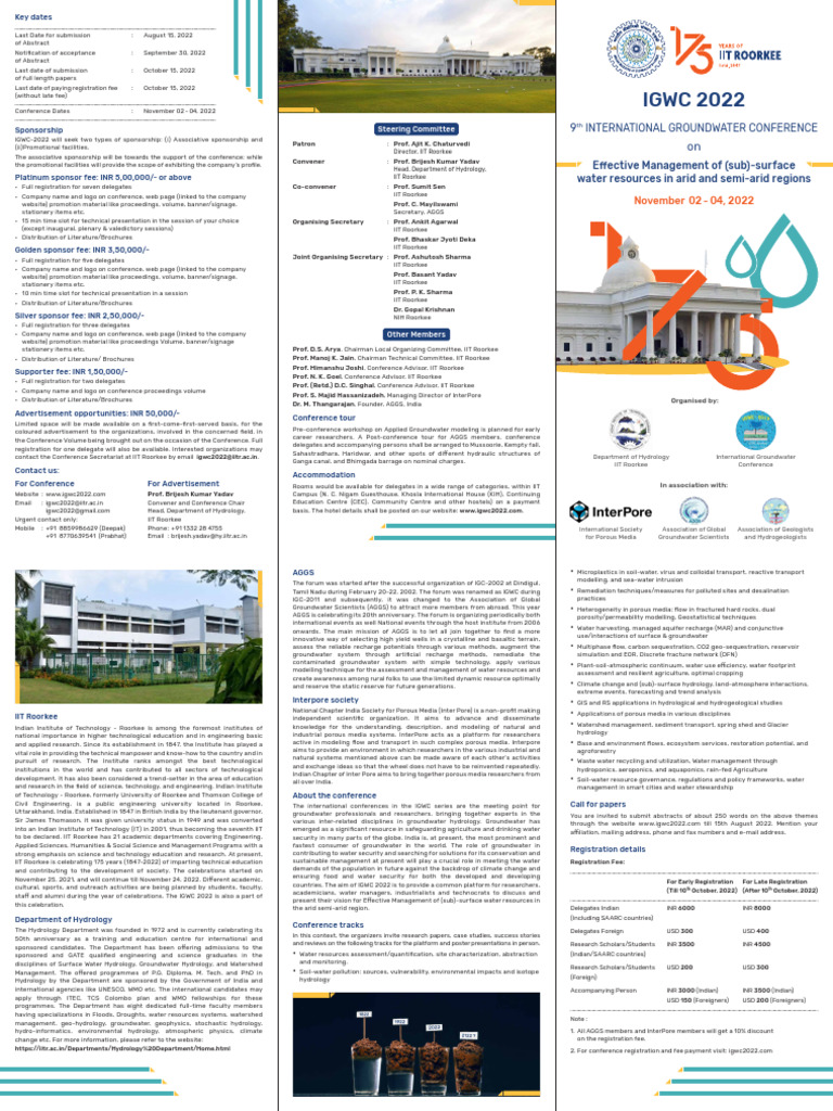 IITR - Hydrology - IGWC Brochure Revised | PDF | Groundwater | Hydrogeology