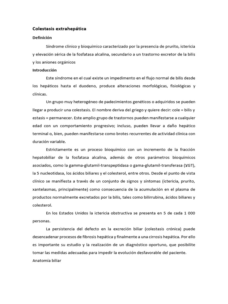 Colestasis Extrahepática: Definición y Clasificación | PDF ...