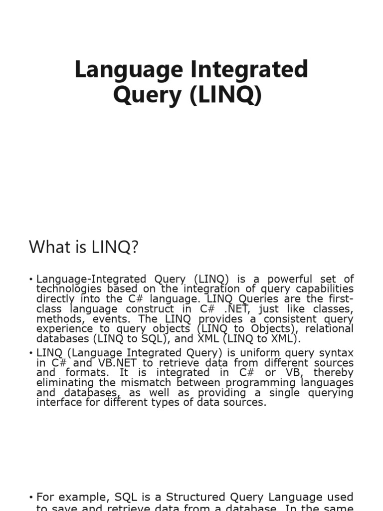 Language-Integrated-Query-LINQ | PDF | Art | Computers