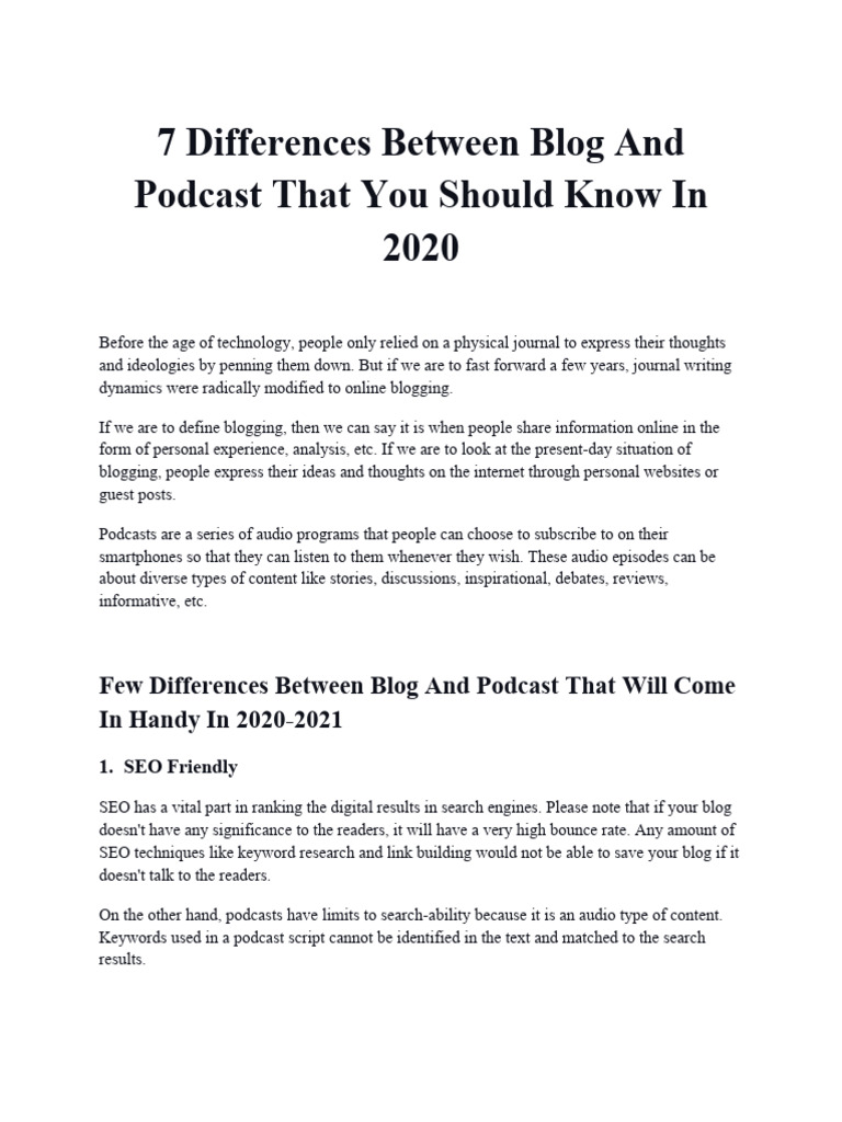 7 Differences Between Blog and Podcast That You Should Know in 2020 ...