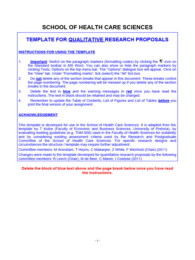 Qualitative Research Proposal Template - zp125602 | PDF | Methodology ...