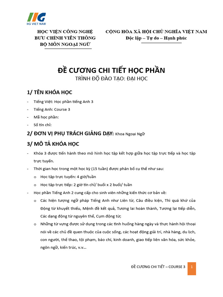 De Cuong Chi Tiet | PDF