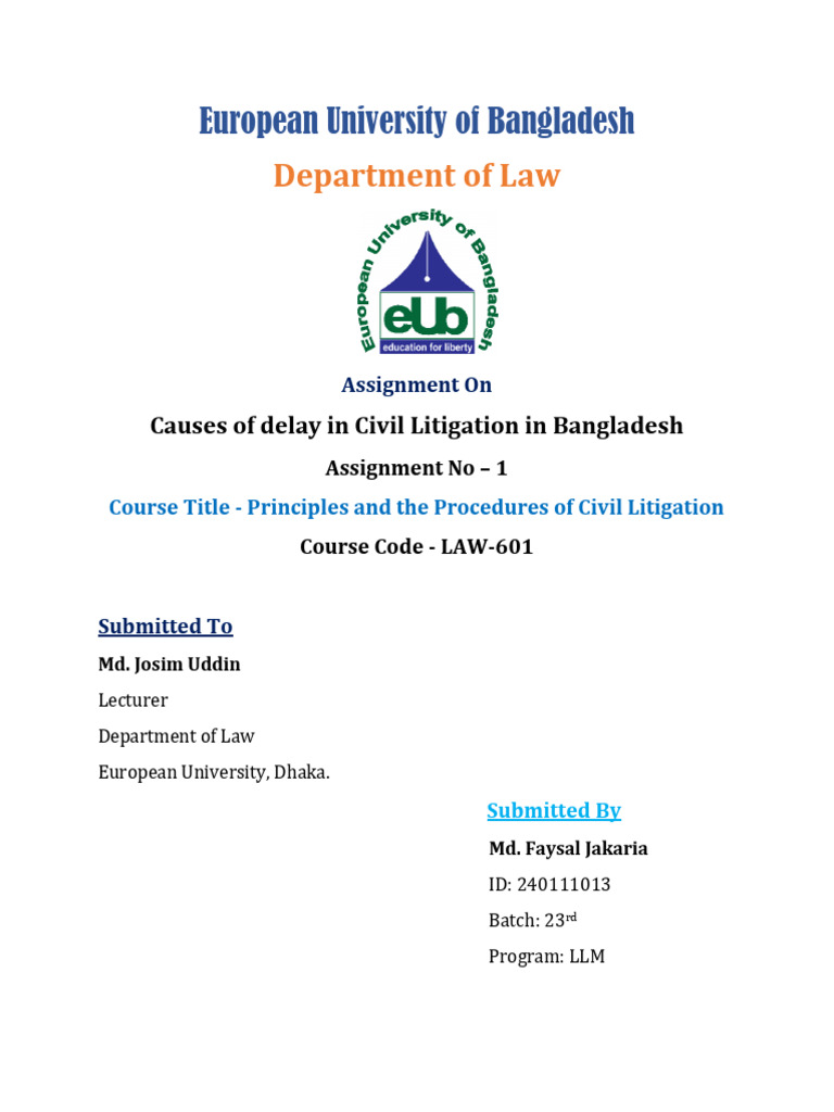 Causes of Delay in Civil Litigation | PDF | Lawsuit | Alternative ...