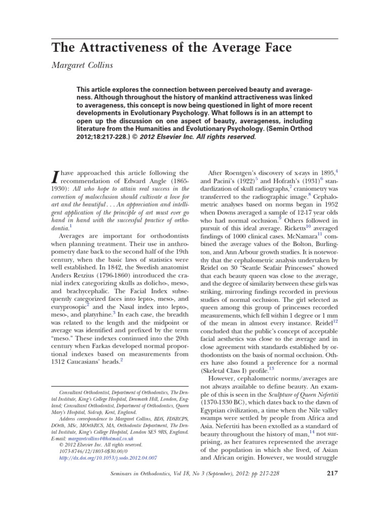 Average Face | PDF | Physical Attractiveness | Zygosity