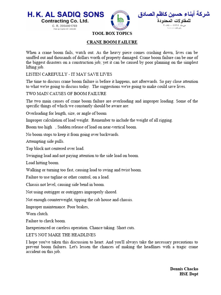 Crane Boom Failure Pdf