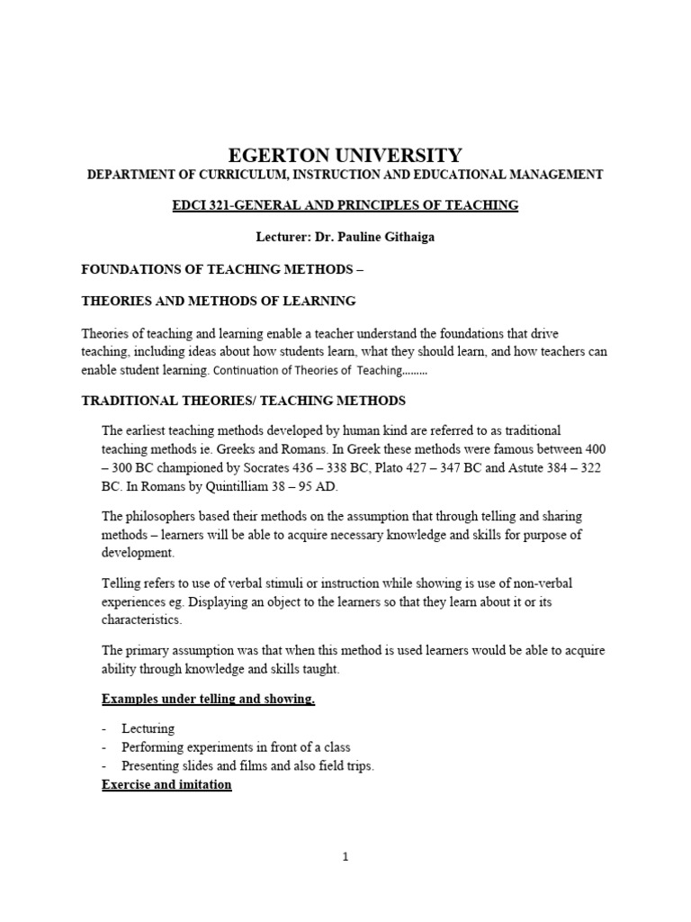 Edci 321 Theories of Teaching | PDF | System | Learning Edci 321 Theories of Teaching | PDF | System | Learning