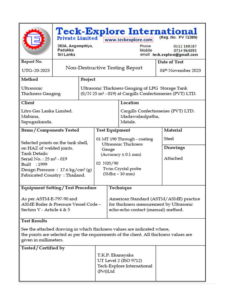 Tank Inspection Report | PDF | Nondestructive Testing | Materials
