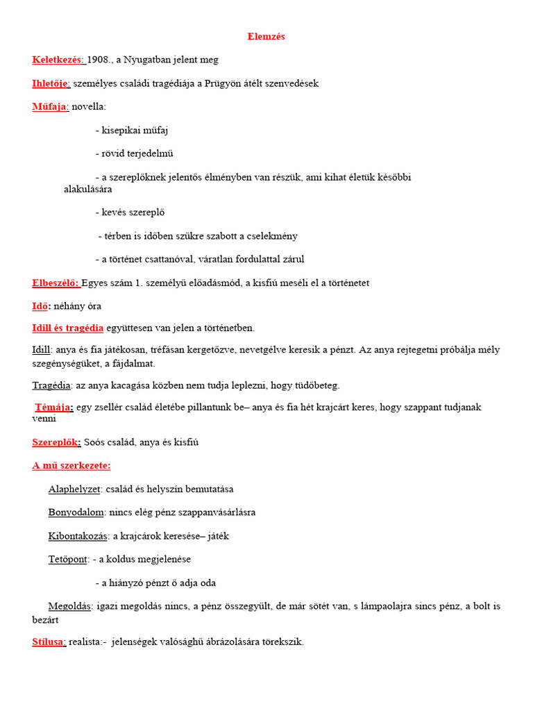 Hét Krajcár Elemzés | PDF