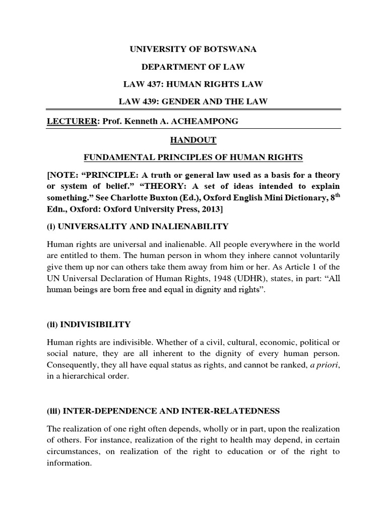 Law 437 & Law Law 439 HR Fundamental Principles | PDF | Human Rights ...