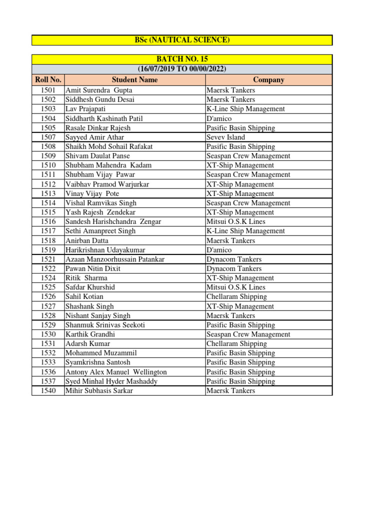 BSC NS Placement 2021 2022 | PDF