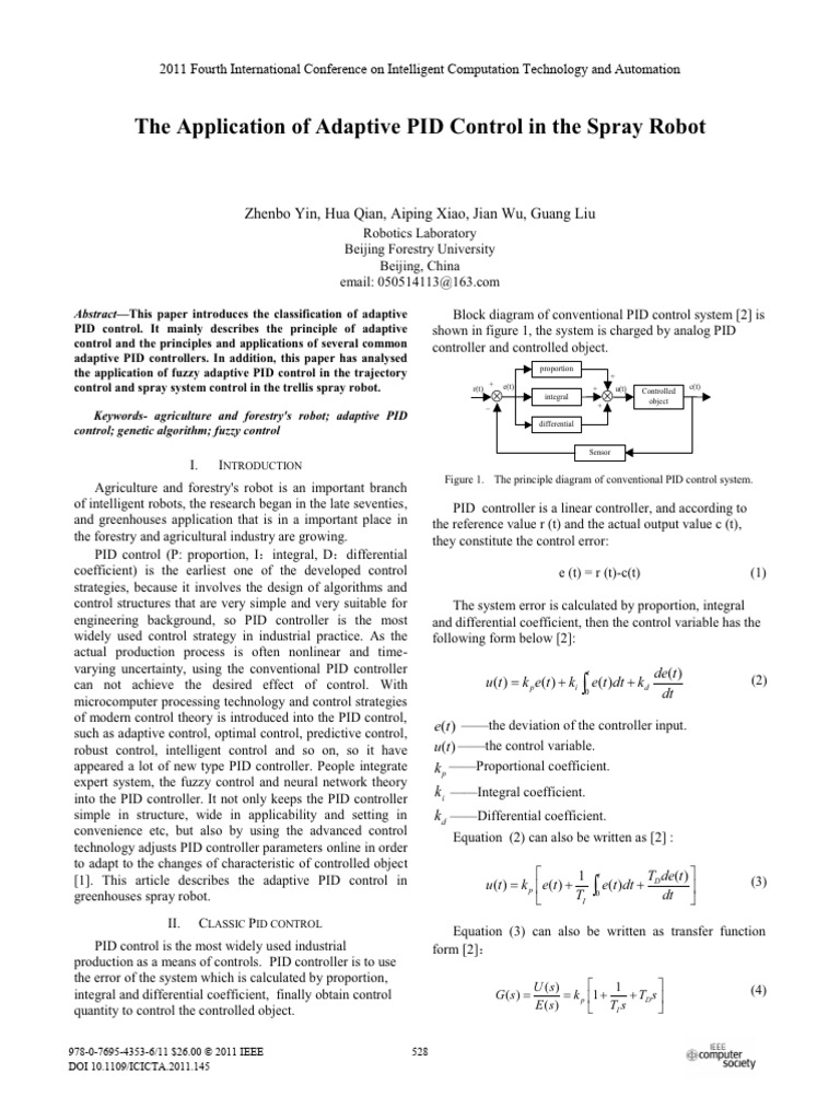 The Application of Adaptive PID Control in The Spray Robot | PDF | Control Theory | Genetic ...