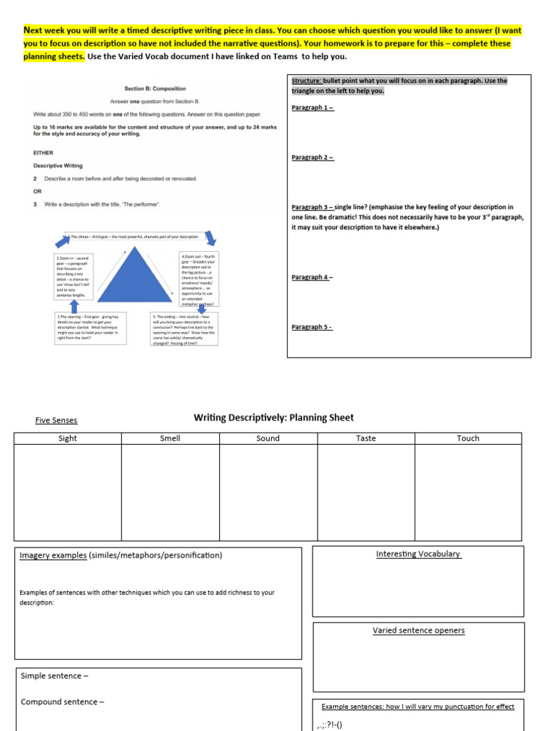 Descriptive Writing Preparation Guide | PDF