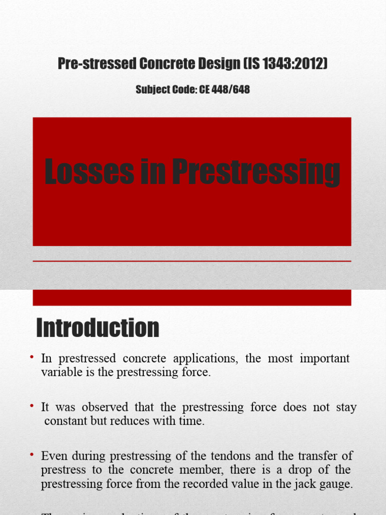 Losses in Prestressing - Tutorial | PDF