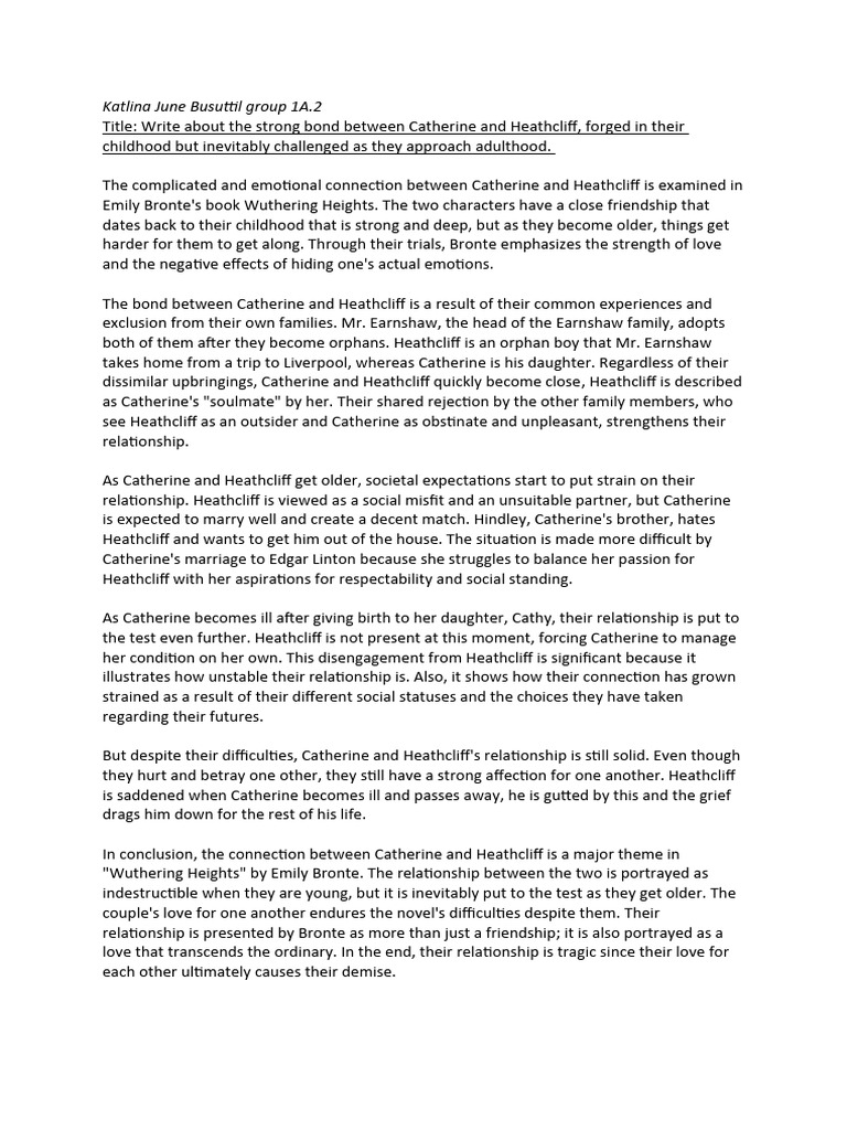 Catherine and Heathcliff | PDF | Heathcliff (Wuthering Heights ...