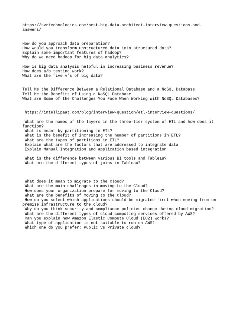 DataArchitect Interview Questions | PDF DataArchitect Interview Questions | PDF