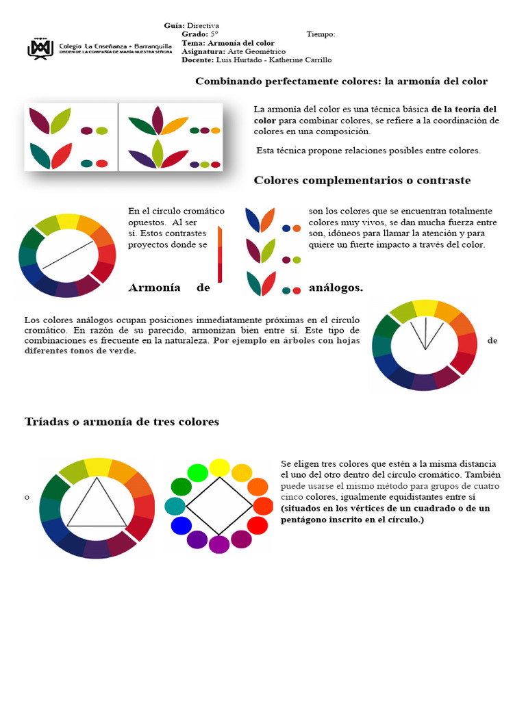 Guía 1 Armonía Del Color 5° | PDF | Color | Armonía