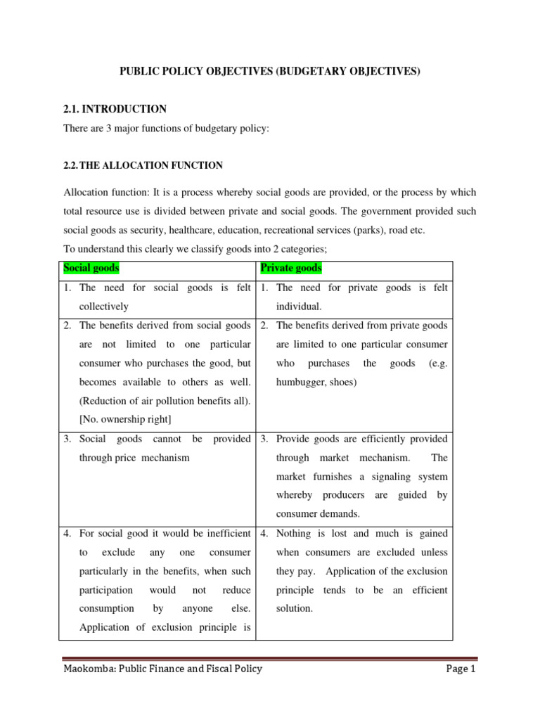 Budgetary Policy Objectives | PDF | Inflation | Taxes