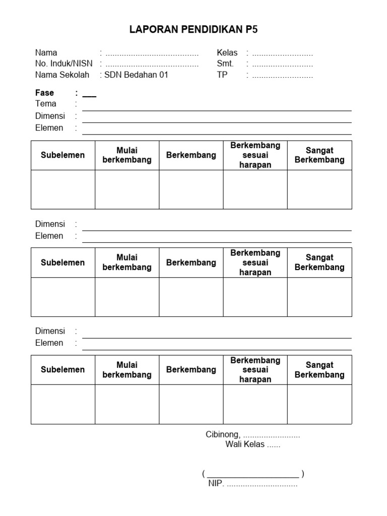 Blangko Raport P5 | PDF