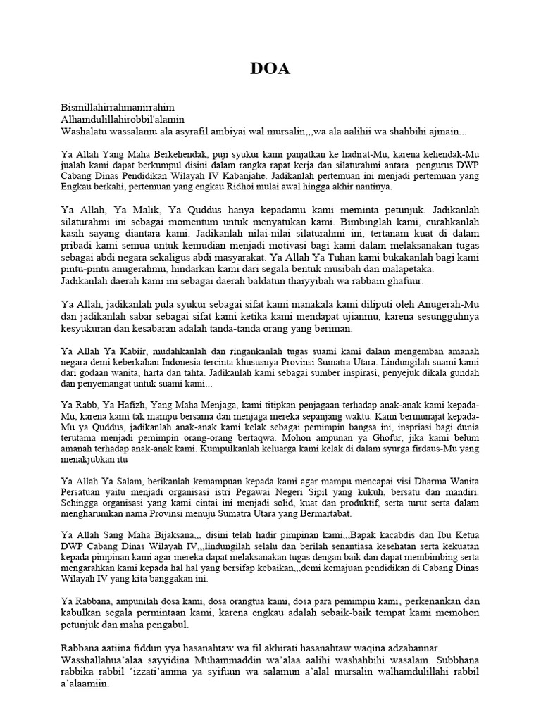 Doa DWP SMK Parbuluan | PDF