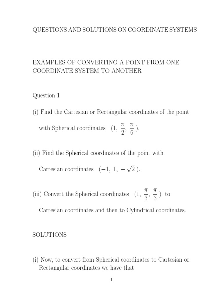 Coordinate System Pdf Coordinate System Cartesian Coordinate System