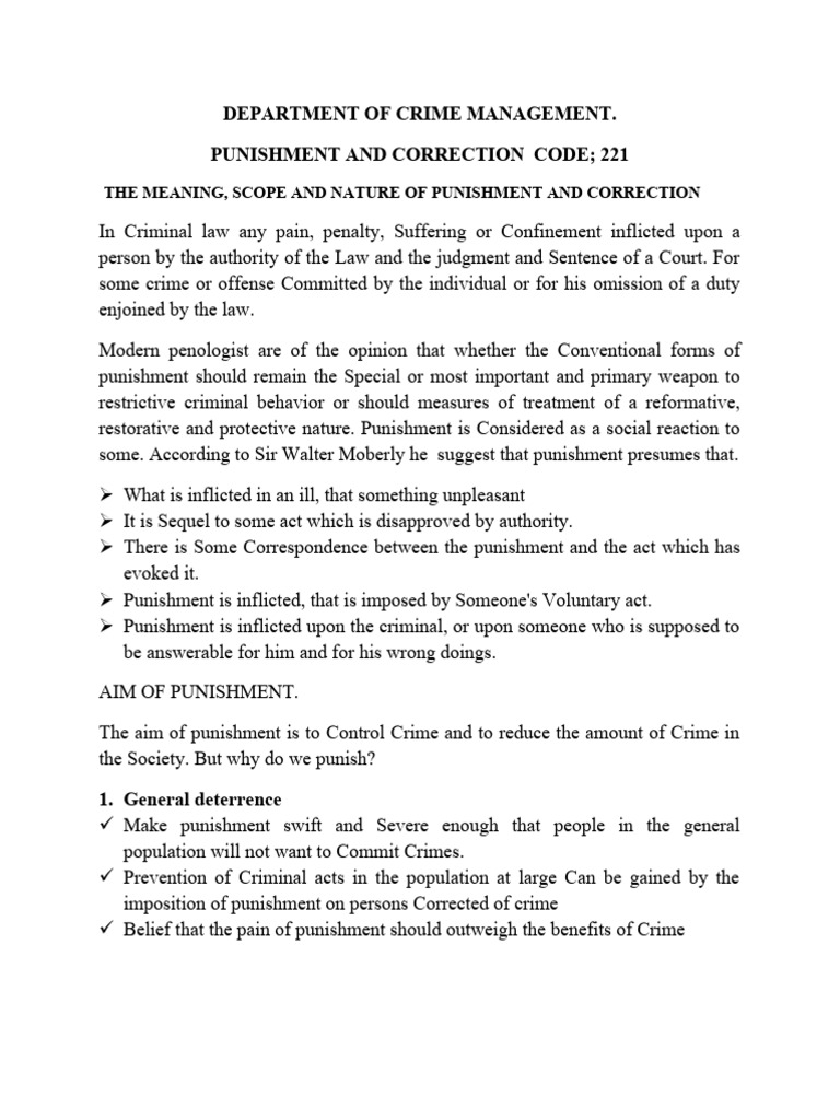 Understanding Punishment and Correction | PDF | Punishments | Crimes