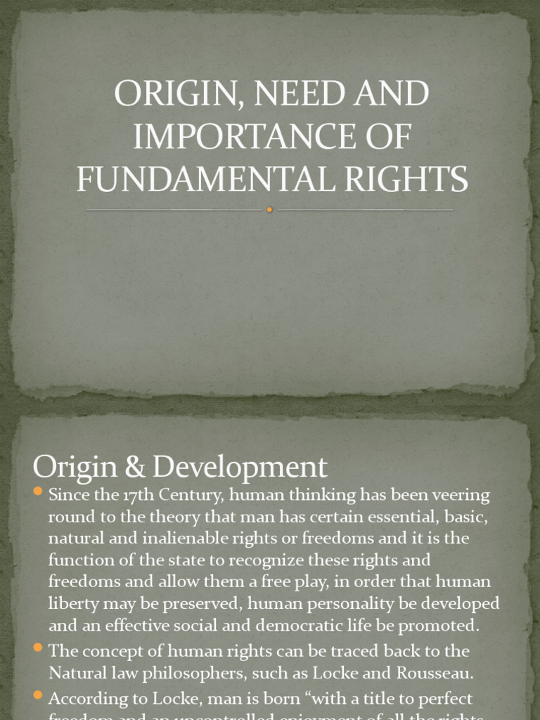 ORIGIN, NEED AND IMPORTANCE OF FUNDAMENTAL RIGHTS | PDF | Rights ...