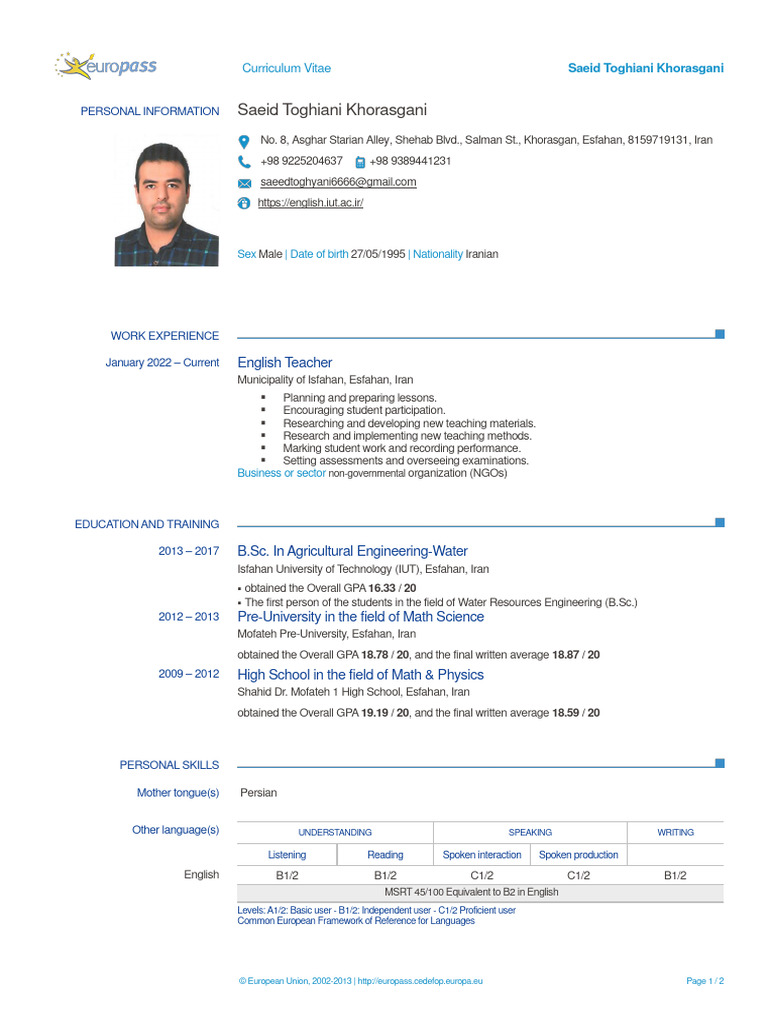 Curriculum Vitae CV (Resumé) | PDF | Earth Sciences | Hydrology