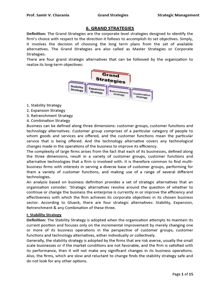 Grand Strategies | PDF | Strategic Management | Mergers And Acquisitions