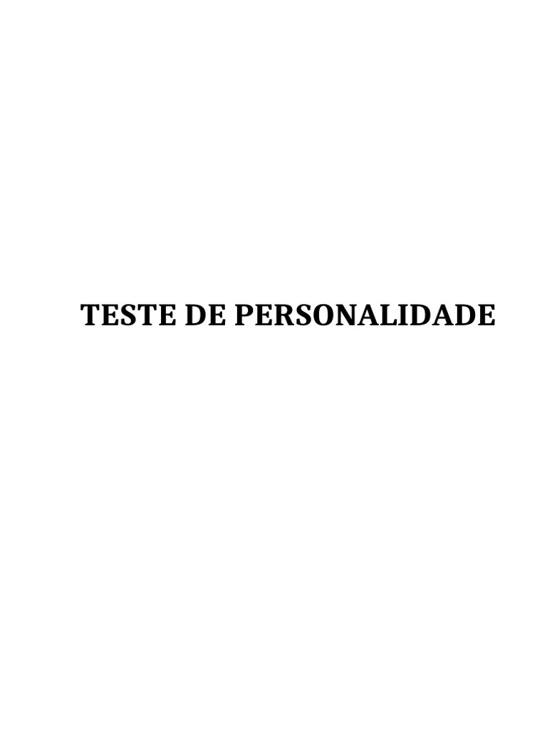 Teste de Personalidade | PDF
