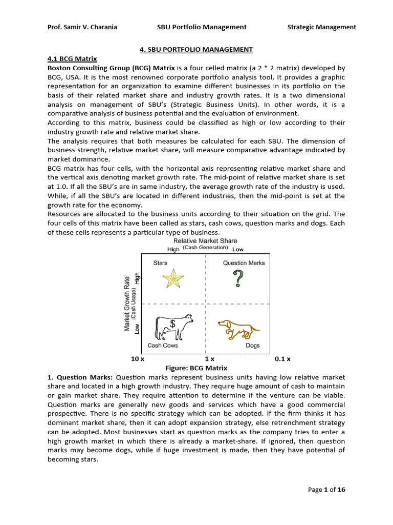 SBU Portfolio Management Insights | PDF | Strategic Management ...