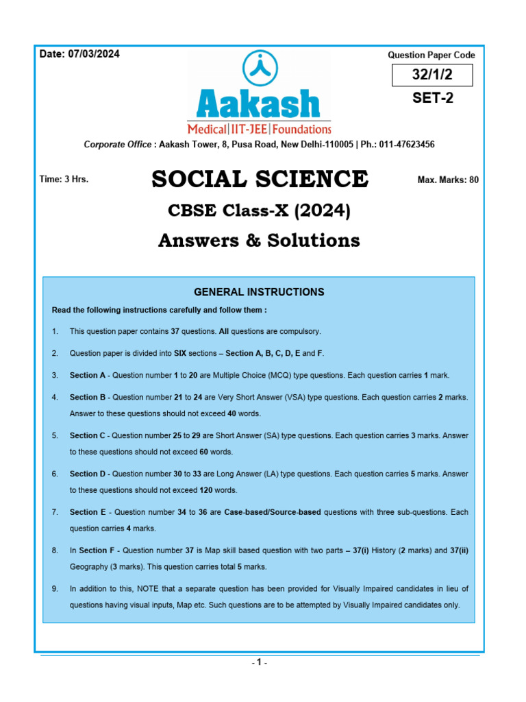 CBSE - Ans&Sol - Social Science - (Class X) - (07-03-2024) | PDF ... CBSE - Ans&Sol - Social Science - (Class X) - (07-03-2024) | PDF ...