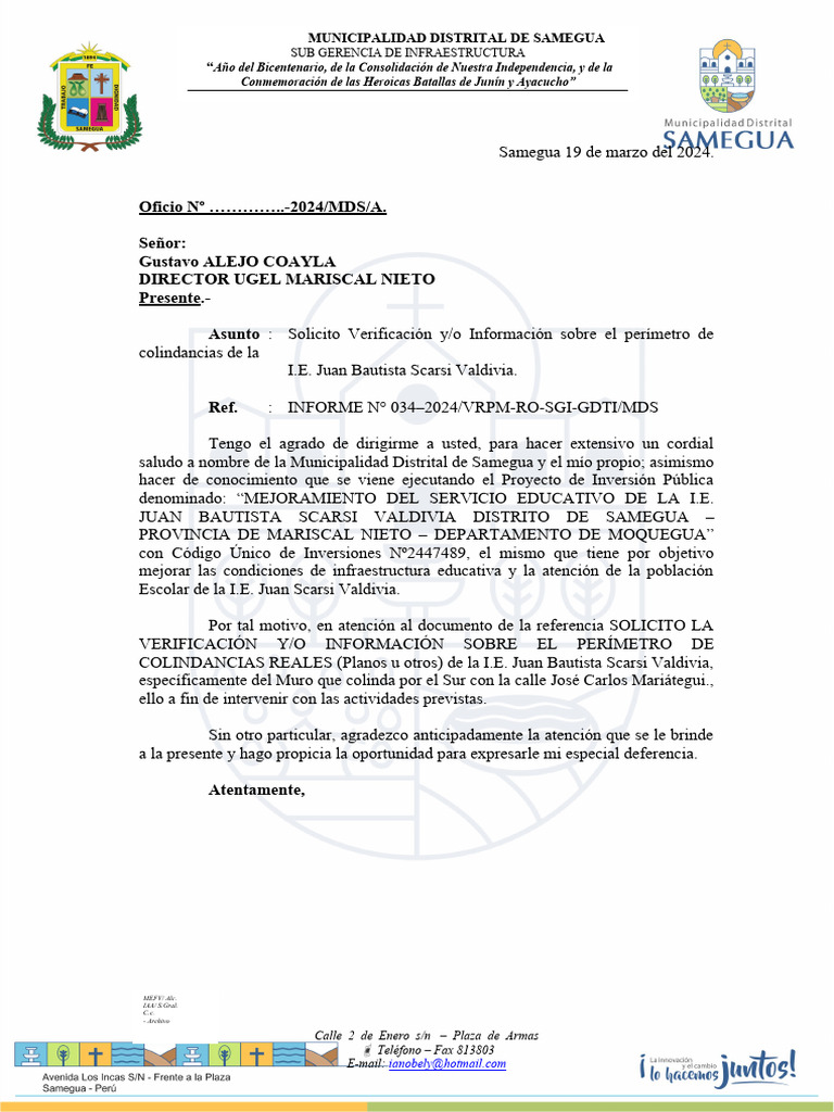 Solicitud de Verificación de Colindancias | PDF
