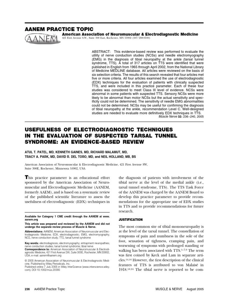 Tarsal Tunnel | Download Free PDF | Medical Tests | Neurology
