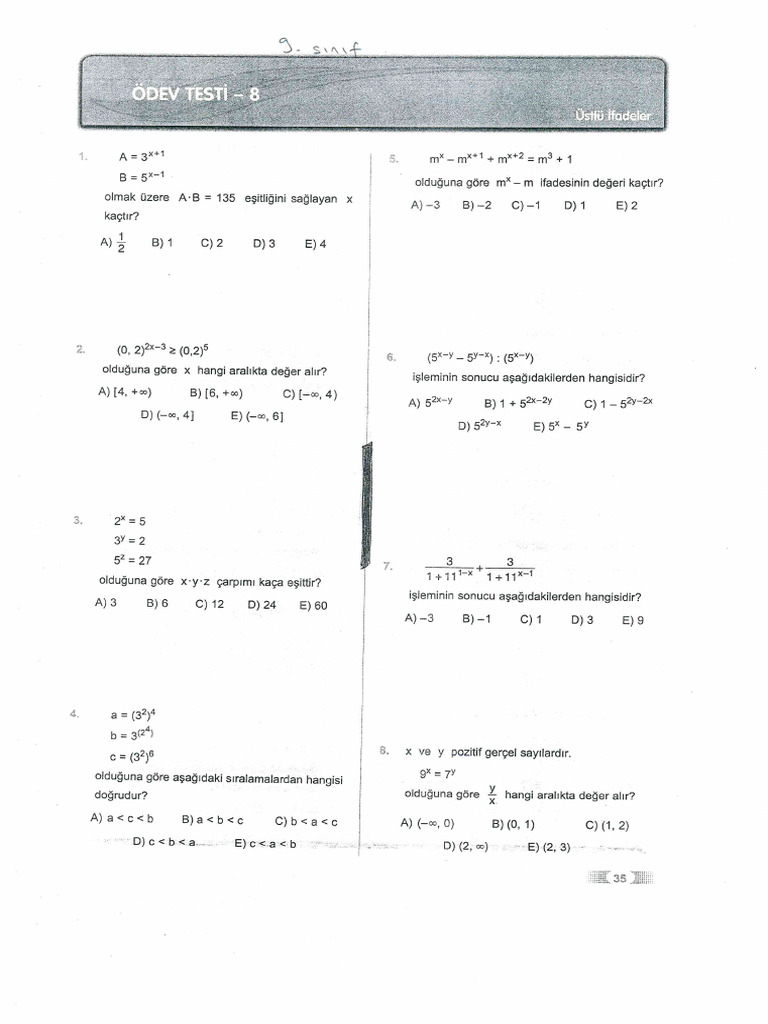 9 Sinif Matematik | PDF