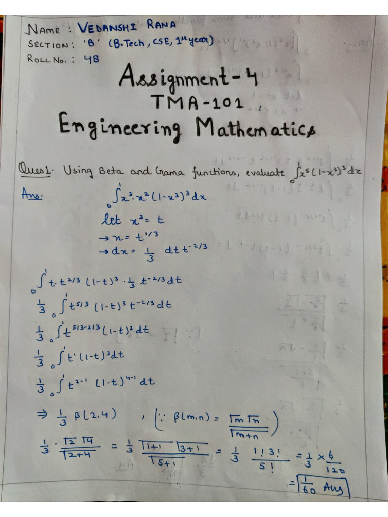 B 48 Vedanshi Rana TMA-101 | PDF
