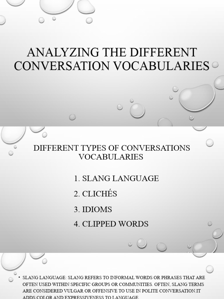 Conversation Vocabulary Types Explained | PDF