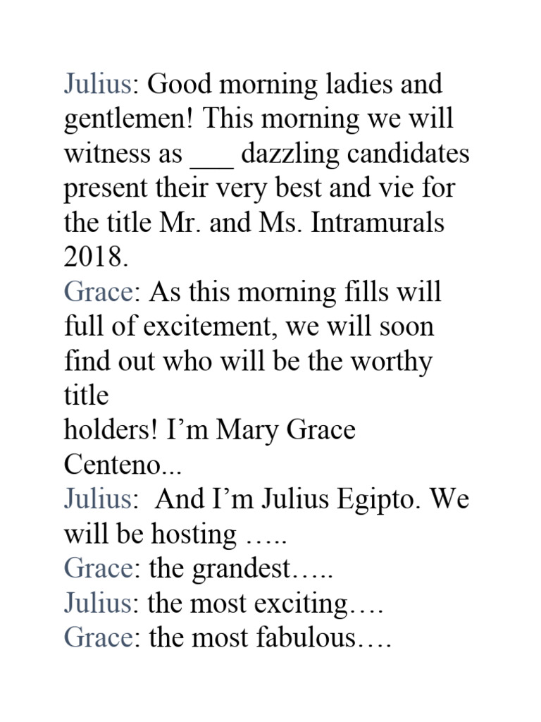 Script For Mrs. Valentine 2024 (NEW) | PDF