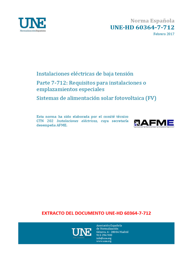 (Ex) Une HD - 60364 7 712 2017 | PDF | Ingenieria Eléctrica | Fotovoltaica